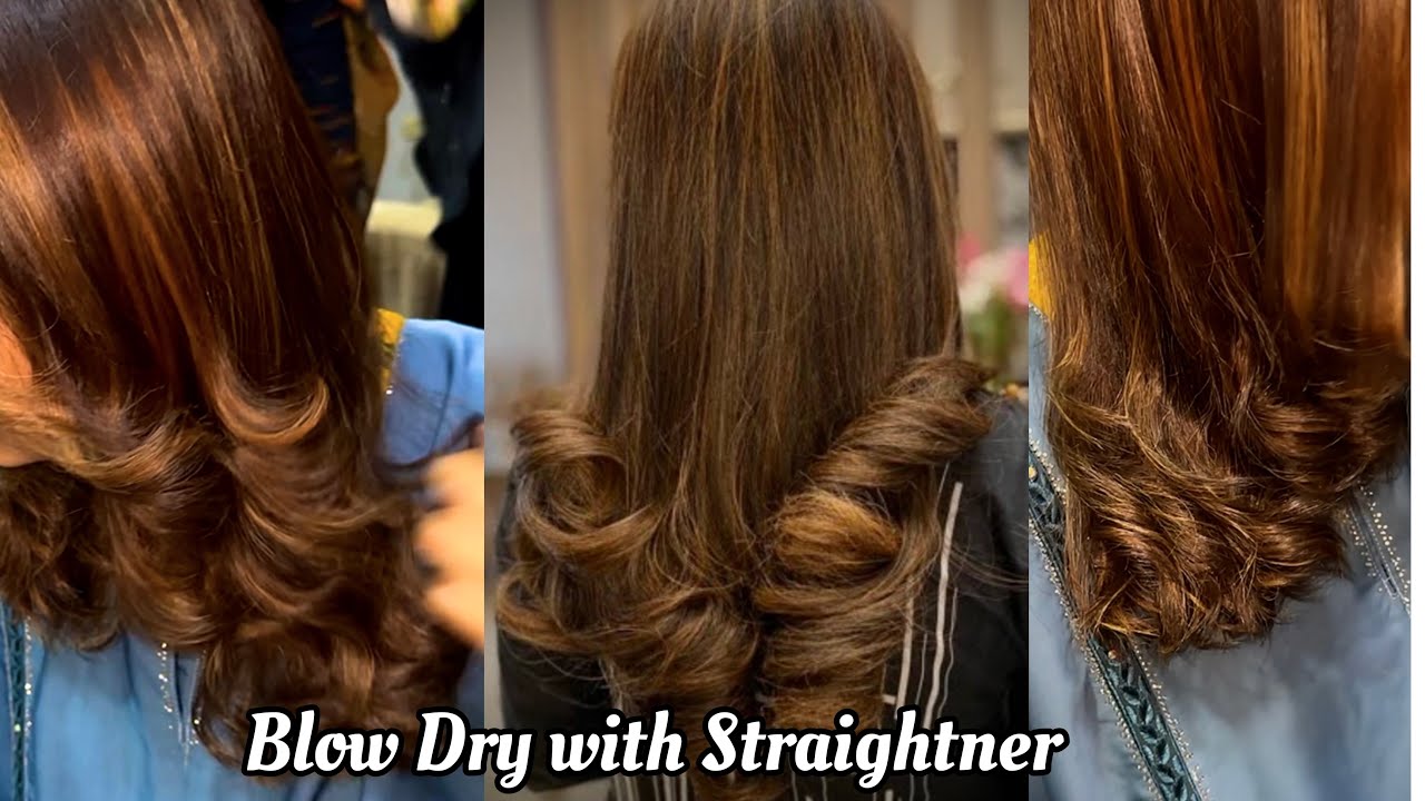 Blow dry look with straightener 😍| Secret technique for perfect bouncy ...