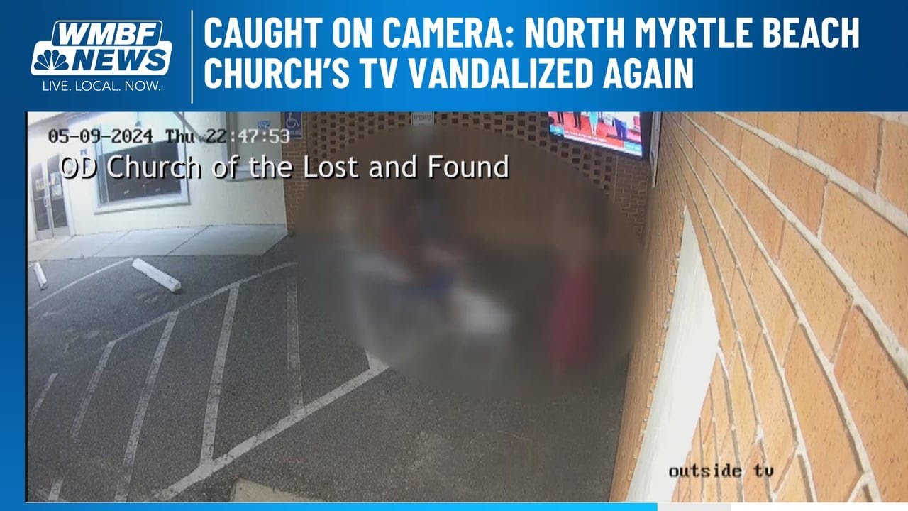 CAUGHT ON CAMERA: North Myrtle Beach church’s TV vandalized again - YouTube