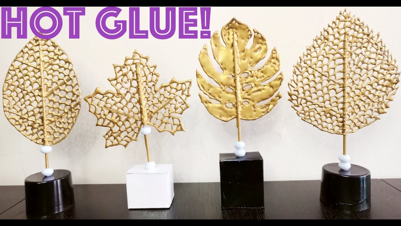Gold Metal Leaf Sculpture Dupe! Hot Glue Hacks/Decorative Table ...