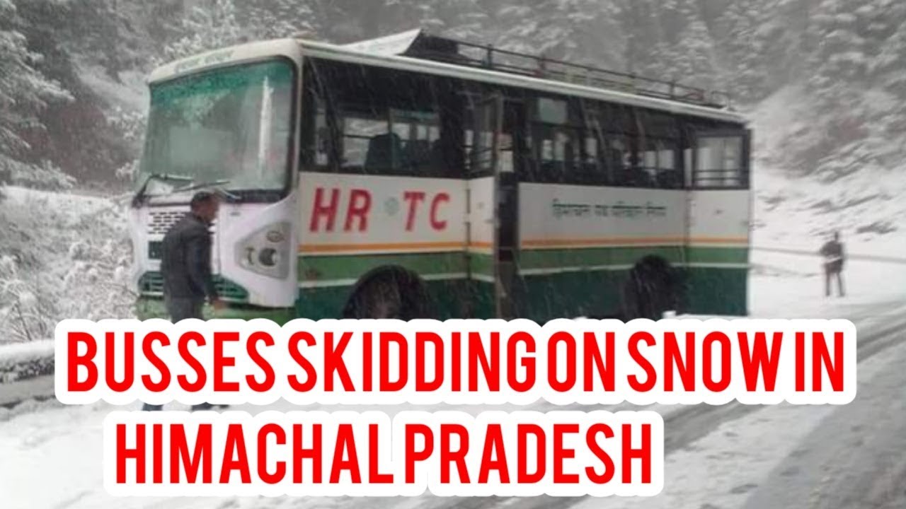 Busses skidding on snow | shimla bus skid on snow - YouTube