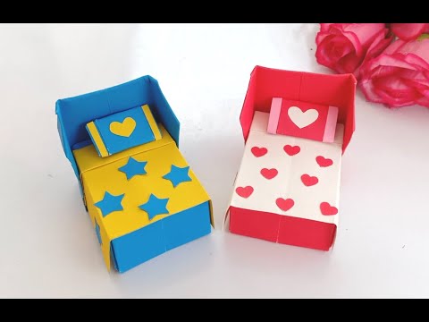 How to make Origami Bed & Bedding / Paper Bed / Origami Furniture / Easy Origami