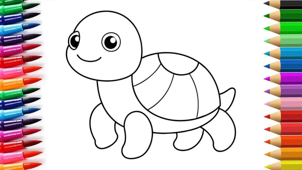 How To Draw Easy Turtle Drawing, Painting & Coloring For Kids and ...