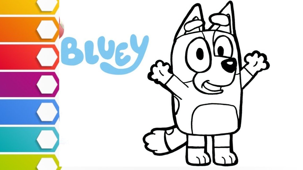 how to draw Bluey l Bluey drawing l colorful 💚💜 drawing l drawing for ...