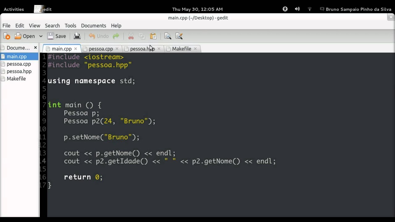 Tutorial Classe e Objetos em C++ [Makefile] (parte 2 de 2) pt-BR - YouTube