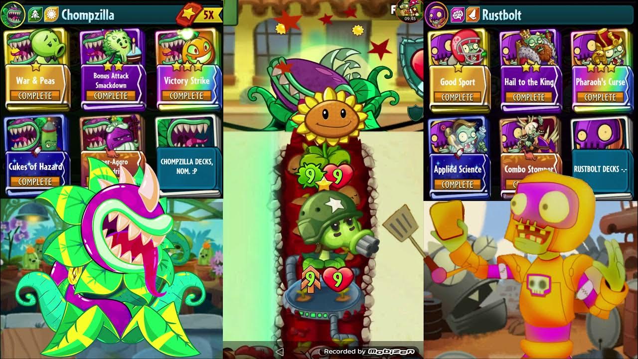 CHOMPZILLA VS RUSTBOLT, ALL-OUT STRATEGY DECKS BATTLE!! Plants And Zombies Heroes (Commentary ...