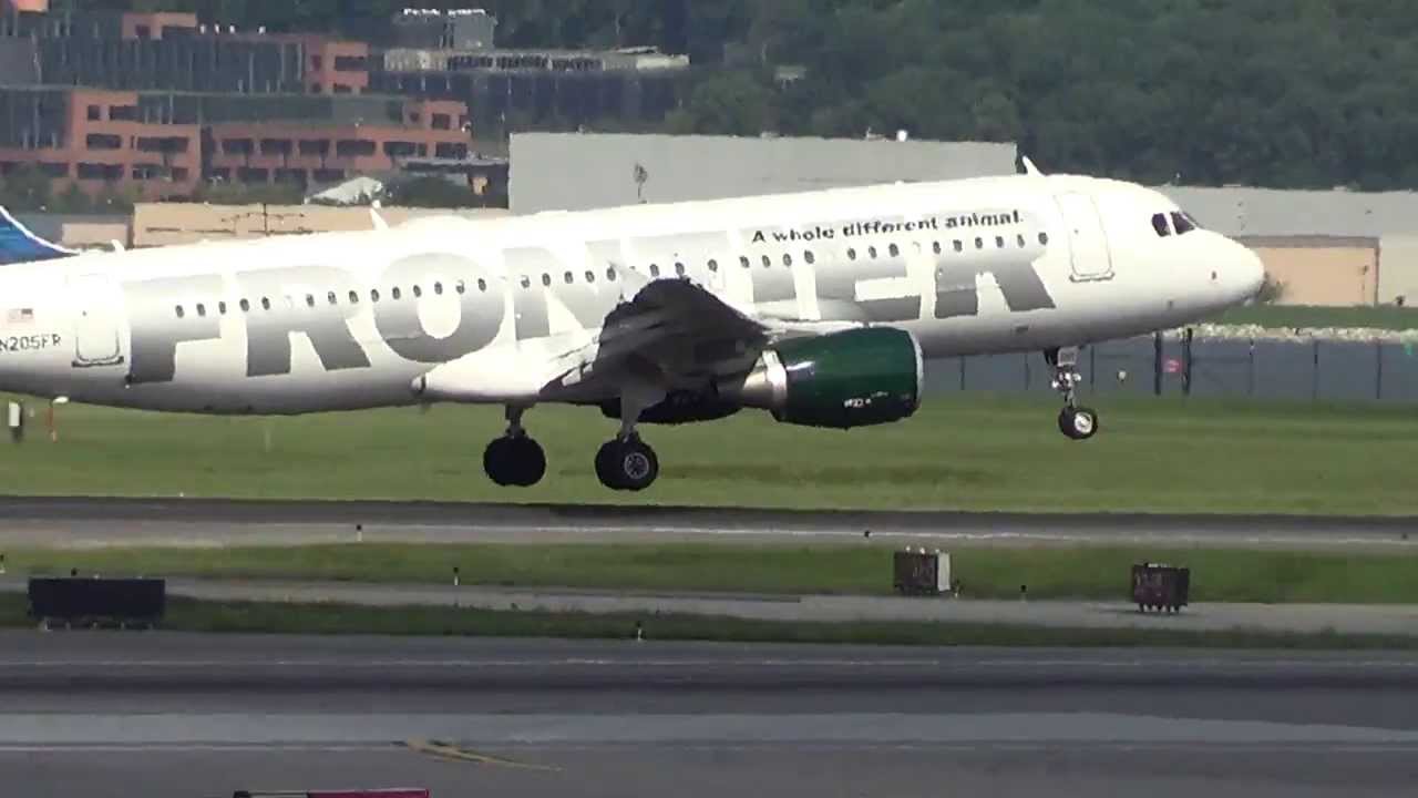 Frontier Airlines Special Tail Livery at DCA and a Shout-Out - YouTube