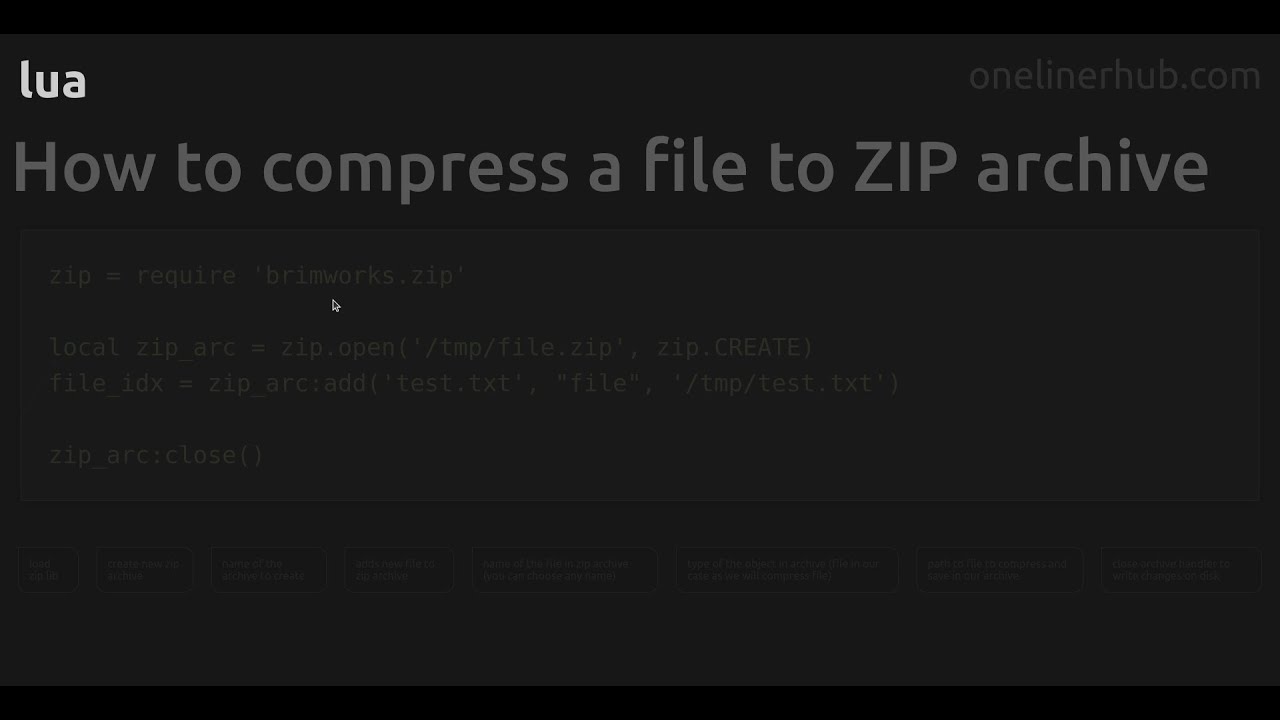 How to compress a file to ZIP archive #lua - YouTube