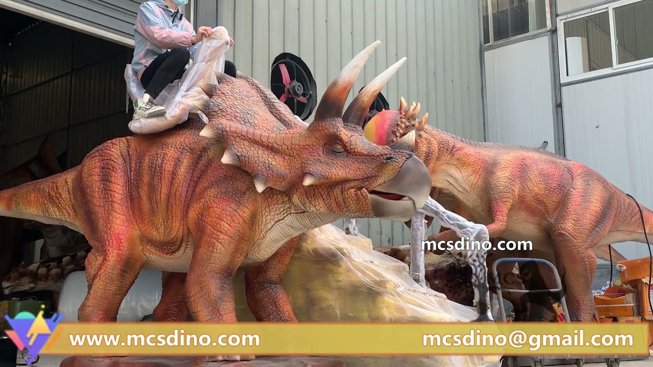 RD003B-Kid Riding Triceratops Dino Ride - YouTube