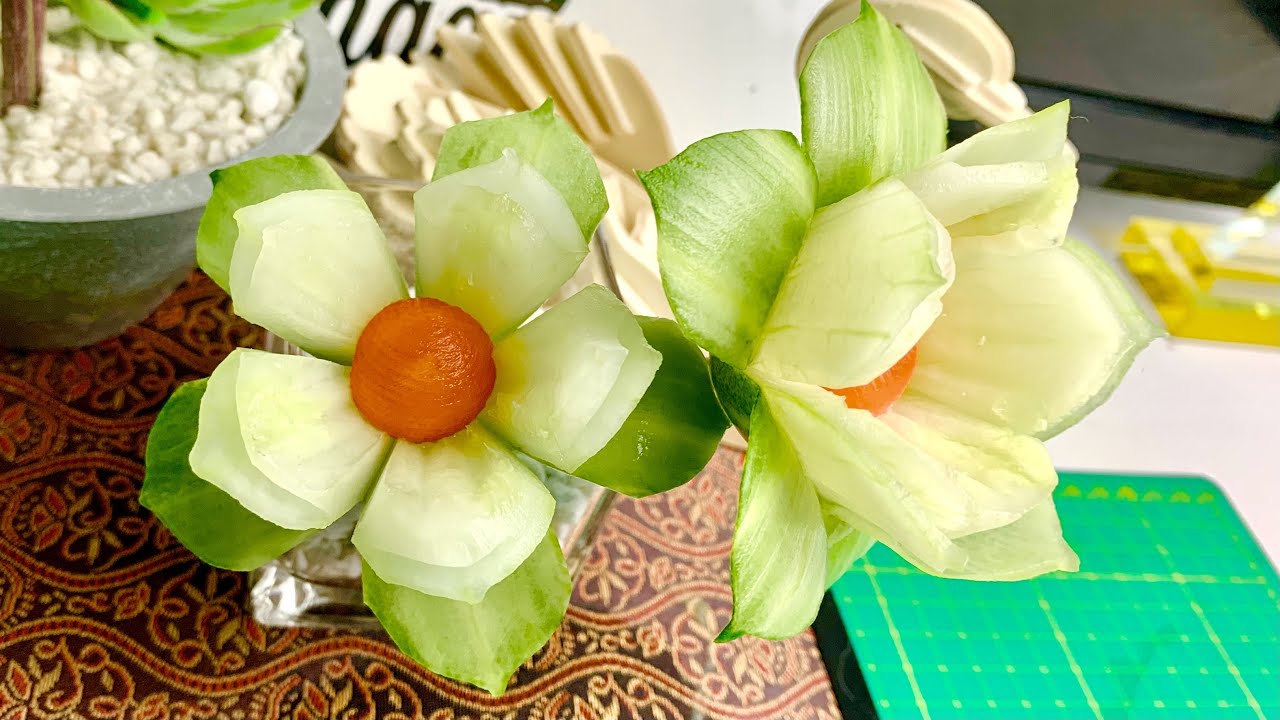 Tutorial Ukiran Bunga Timun | Cucumber Carving - YouTube