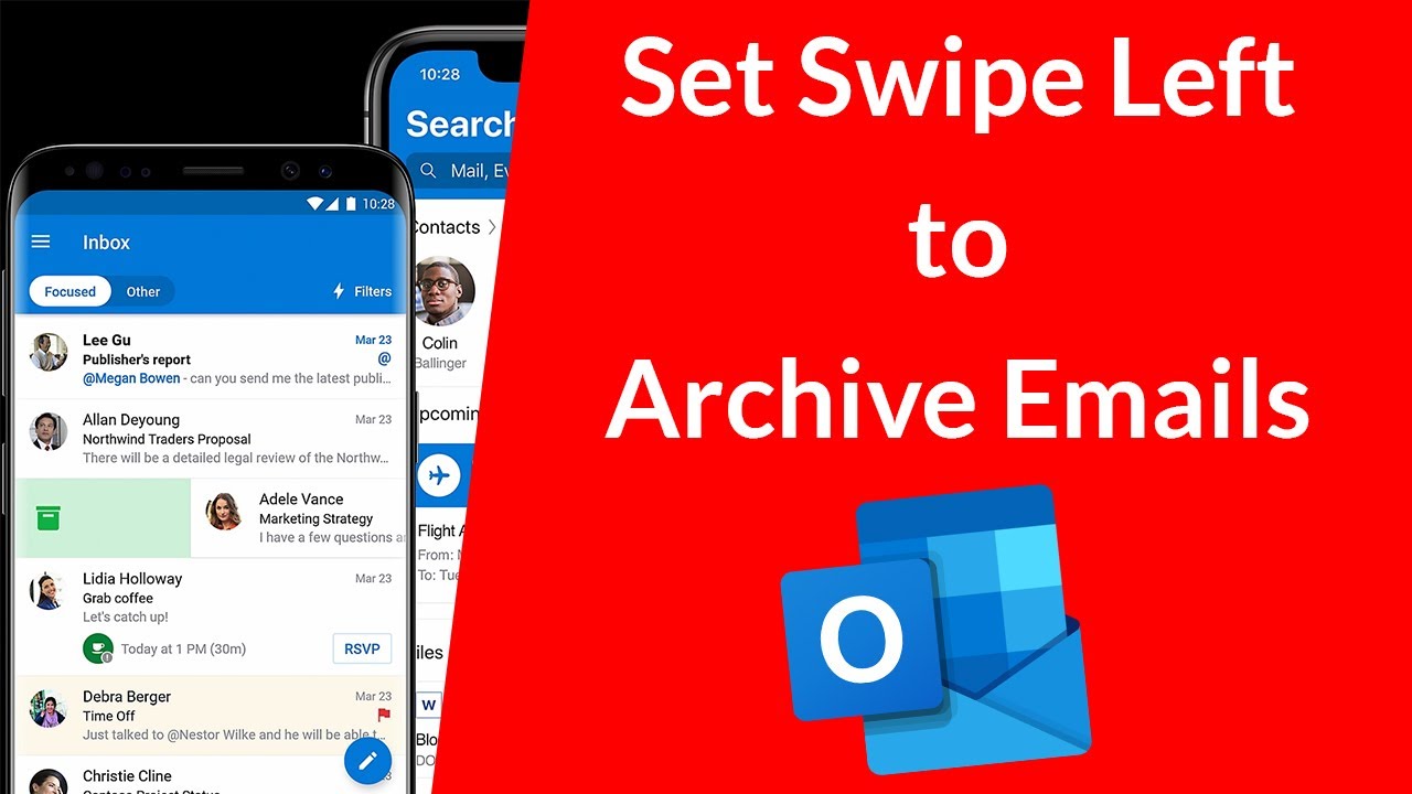 How to Set Swipe Left to Archive Emails in Outlook App? - YouTube