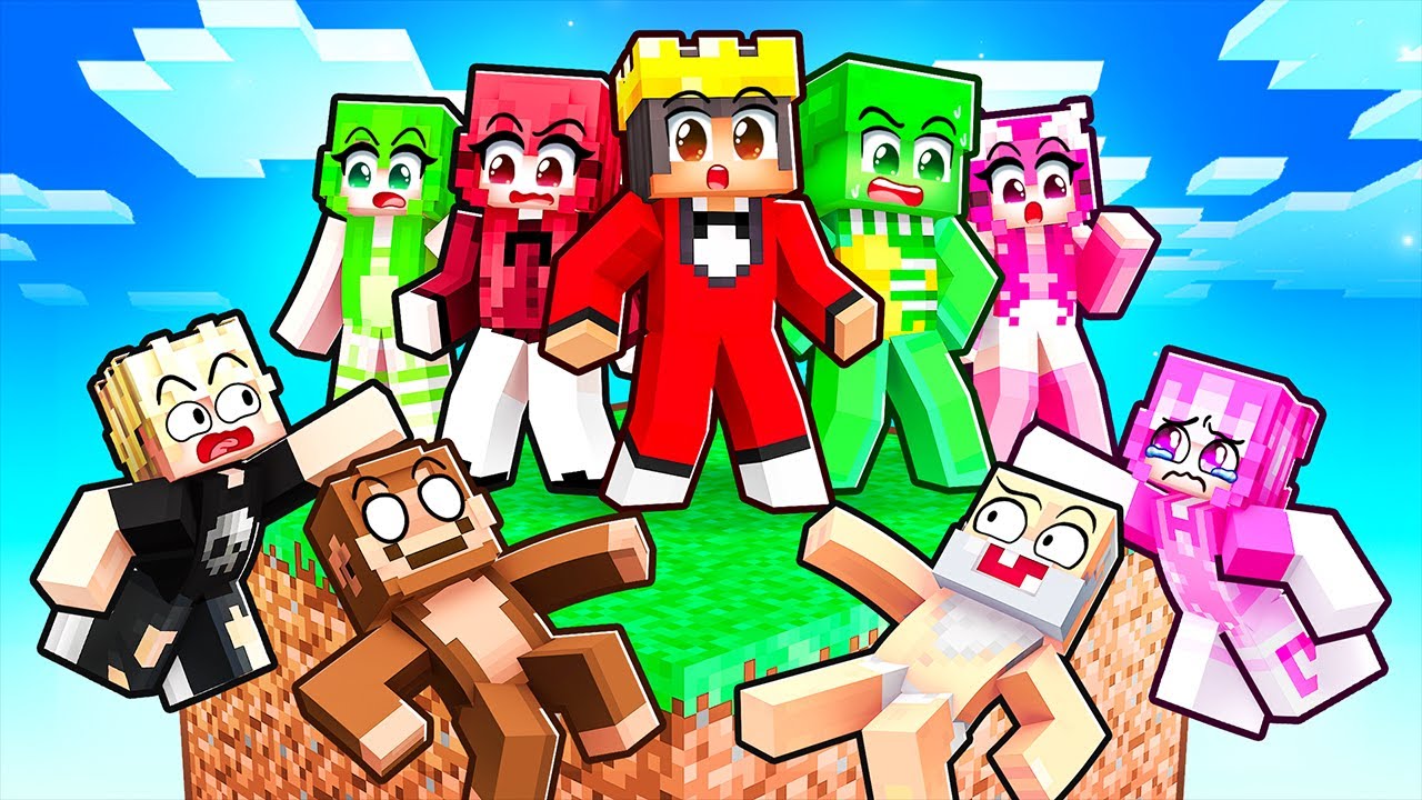 10 Friends On ONE BLOCK In Minecraft! - YouTube