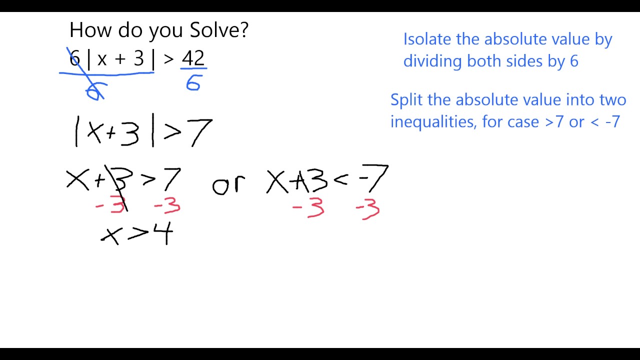 Solve Absolute Value Inequality 6 x 3 Greater Than 42 YouTube