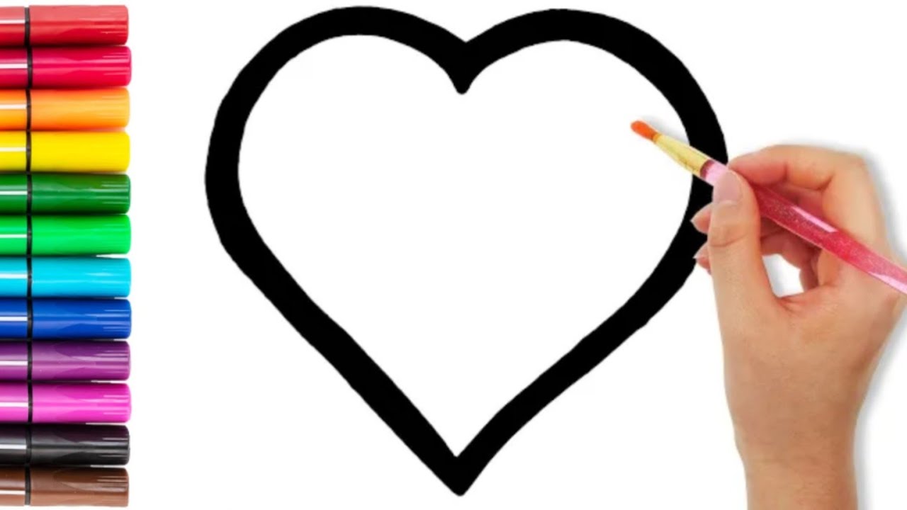 How to Draw Heart and Learn Color for Kids & Toddlers - YouTube