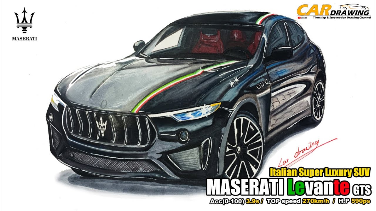 [Car Drawing] How to draw a car #63th Maserati Levante 마세라티 르반테 GTS 자동차 ...