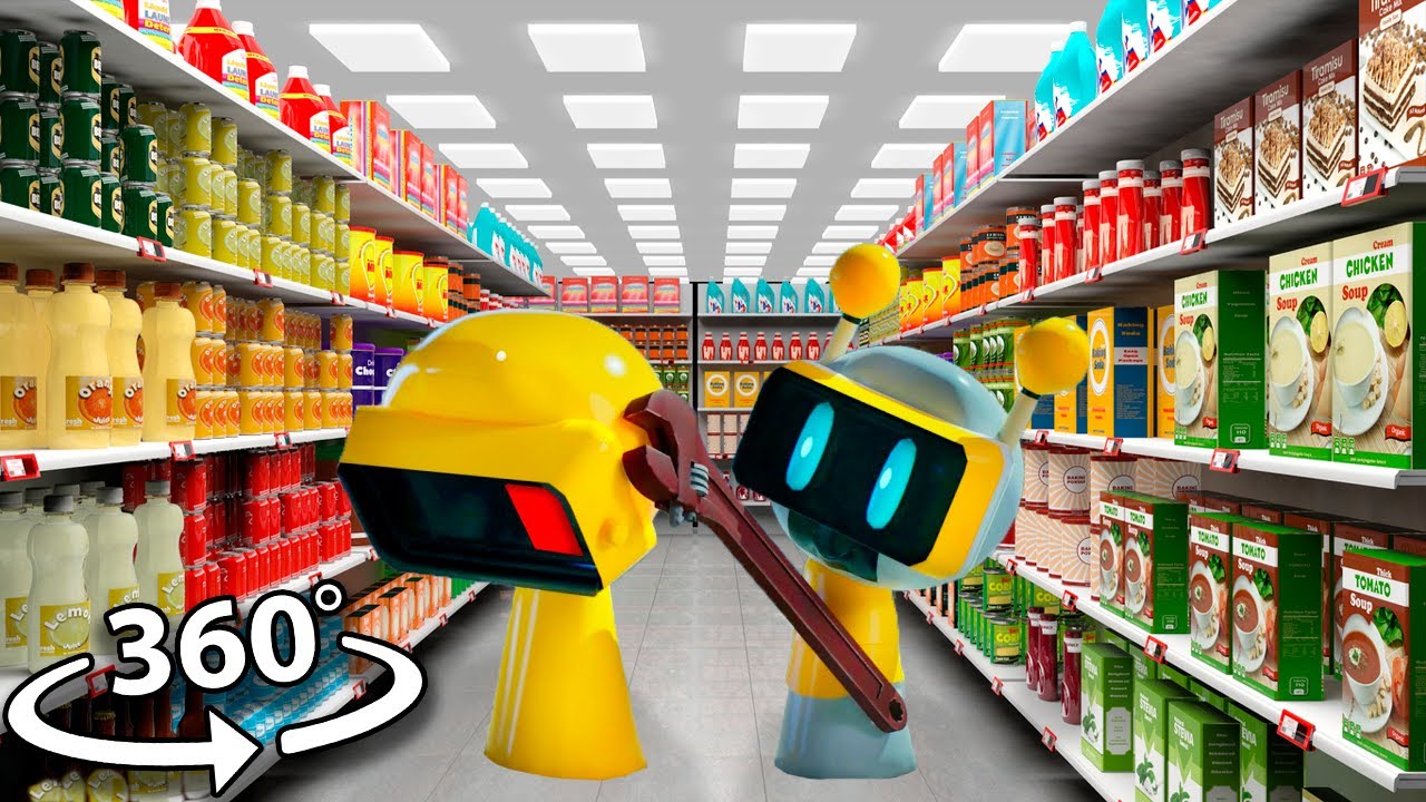 Fun Bot & Garnold Having Fun - Supermarket in 360° Video | VR / 8K ...