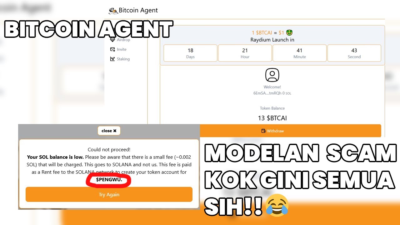 Bitcoin Agent/BTCAgent Scam Airdrop Lagi Nih Bos!! 😂| SCAM ALERT DYOR ...