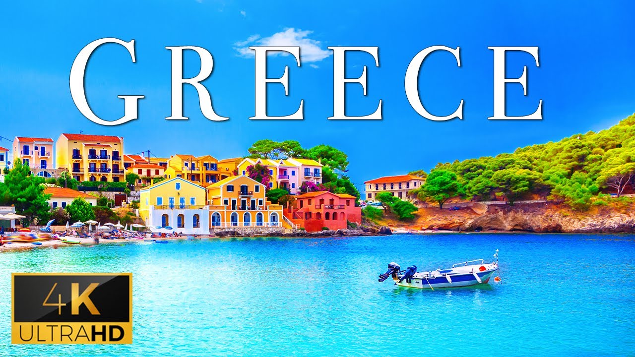 FLYING OVER GREECE (4K UHD) - Relaxing Piano Music With Wonderful ...