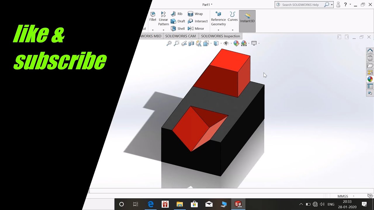 solidworks tutorial basic isometric part 4 - YouTube