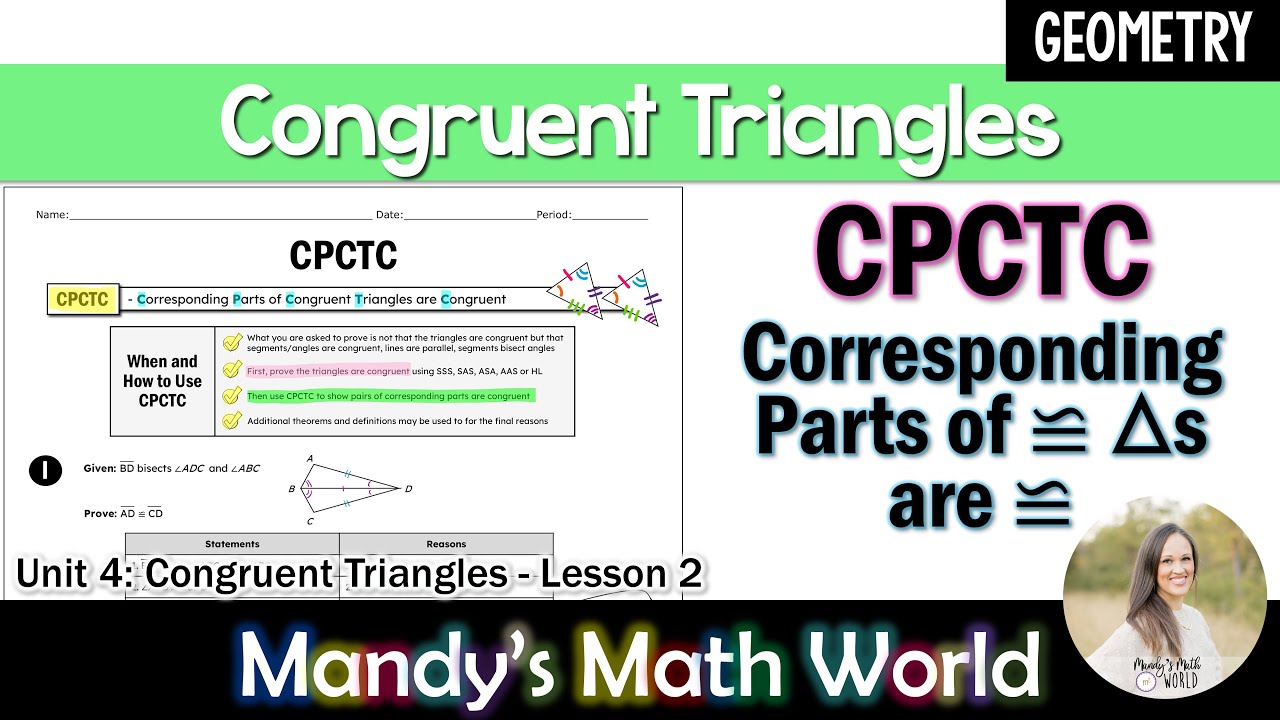CPCTC Corresponding Parts of Congruent Triangles are Congruent - YouTube