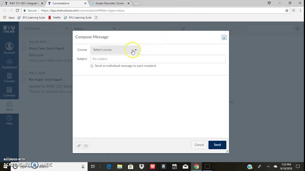 How to send a message in Canvas. - YouTube