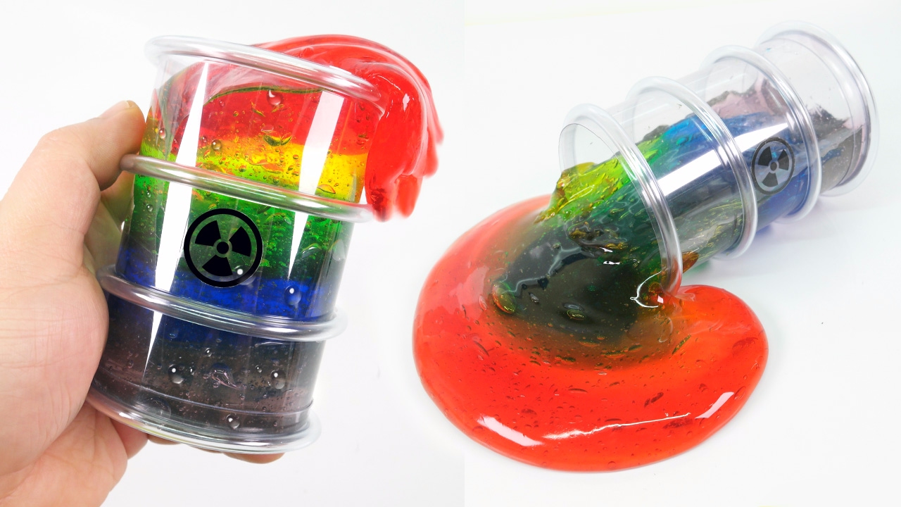 Making Polluted Radioactive Glossy Slime | Rainbow Clear Slime l ...