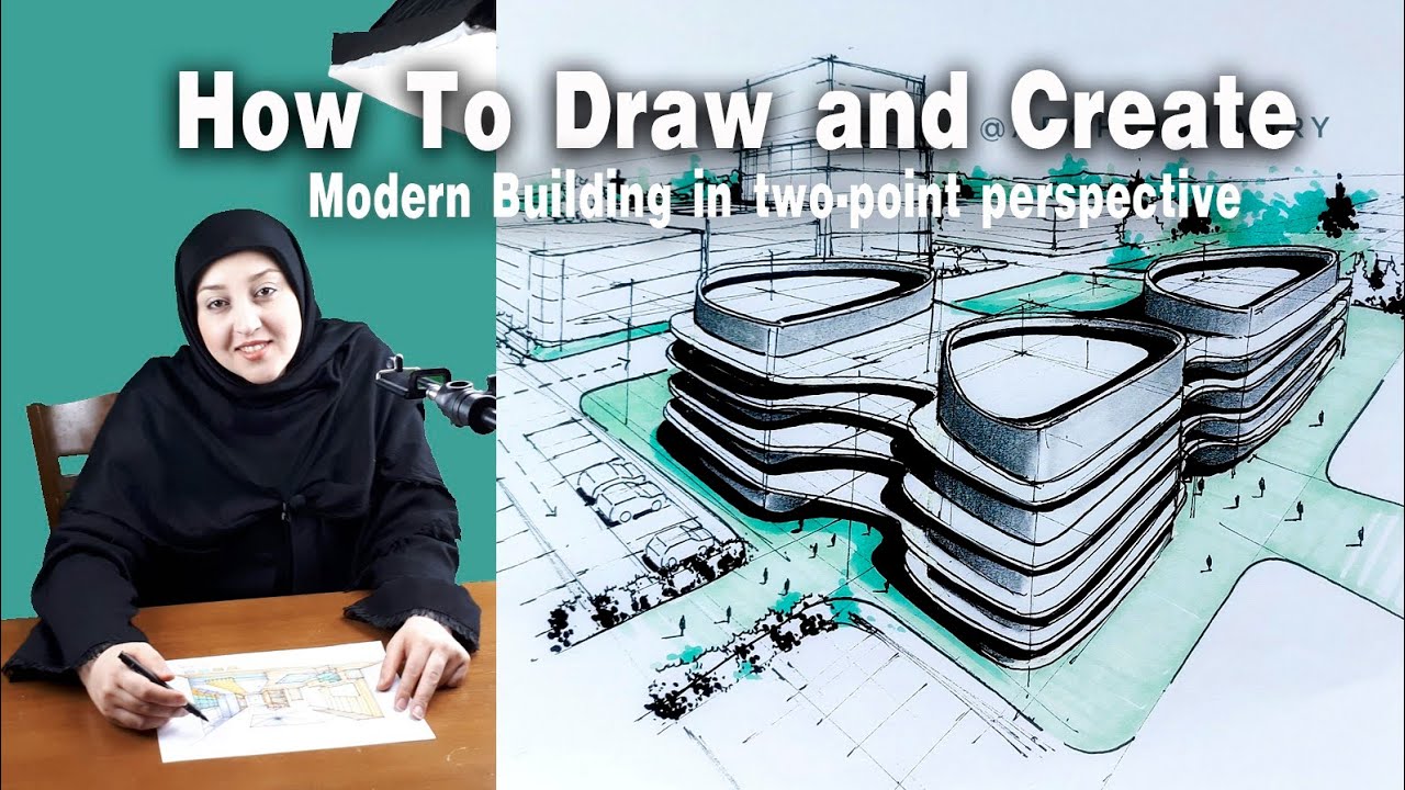How to draw a Modern building in two-point perspective - YouTube