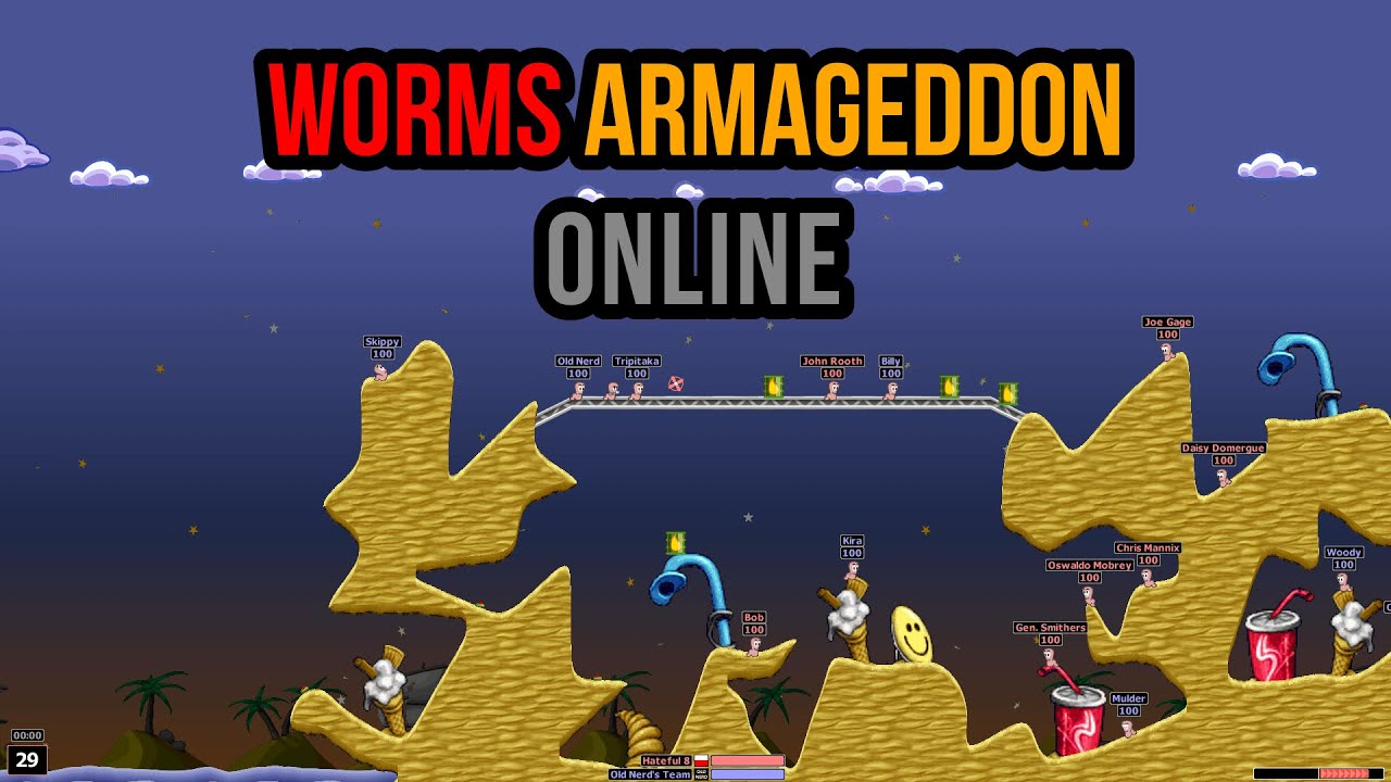 Worms Armageddon Online (WormNET) | Intermediate 1v1 - YouTube