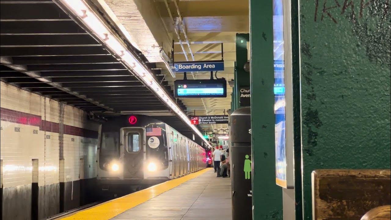 MTA New York City Subway Jamaica-179th St Bound Alstom R160A (F) Local Train @ Church Avenue ...