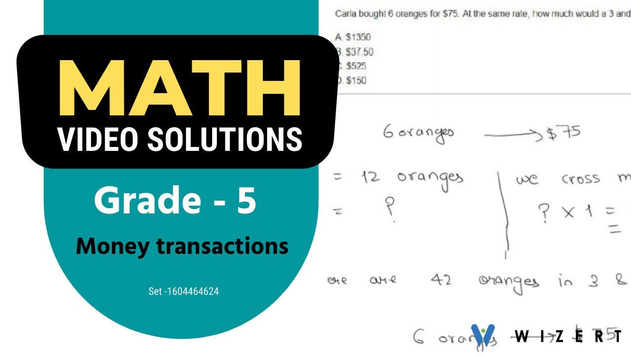 Math Tests And Maths Money Transactions worksheets for Grade 5 - Set ...