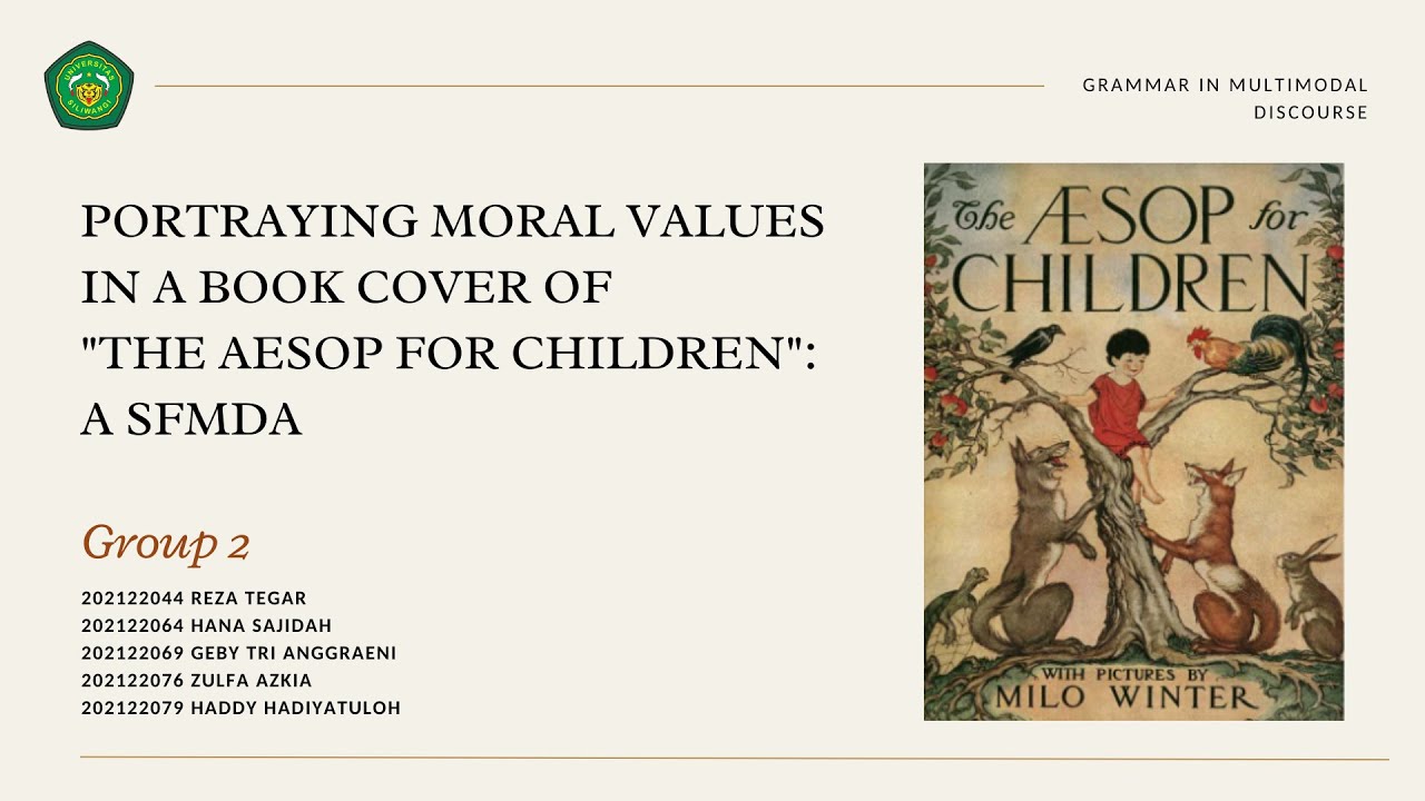Portraying Moral Values In A Book Cover of "The AESOP for Children" A ...
