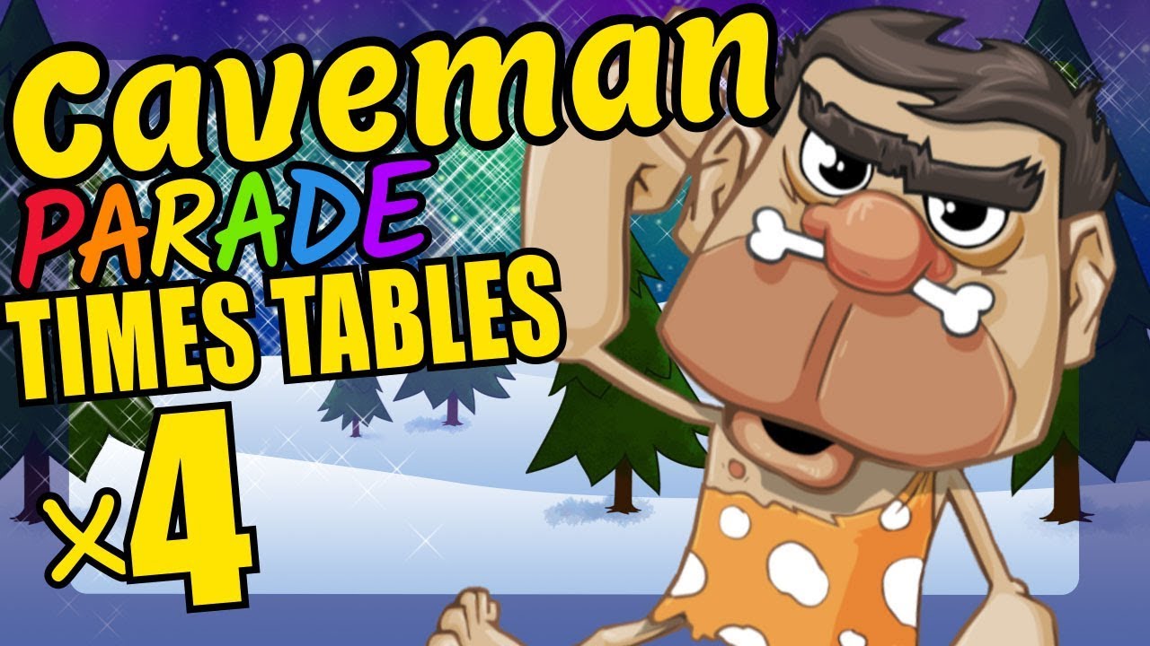 Caveman Teaching Multiplication Times Tables x4 Educational Math Video ...
