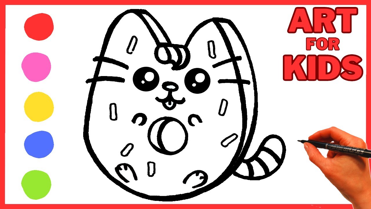 How to Draw a Cute KITTEN DONUT | Easy Step by Step Drawing and ...