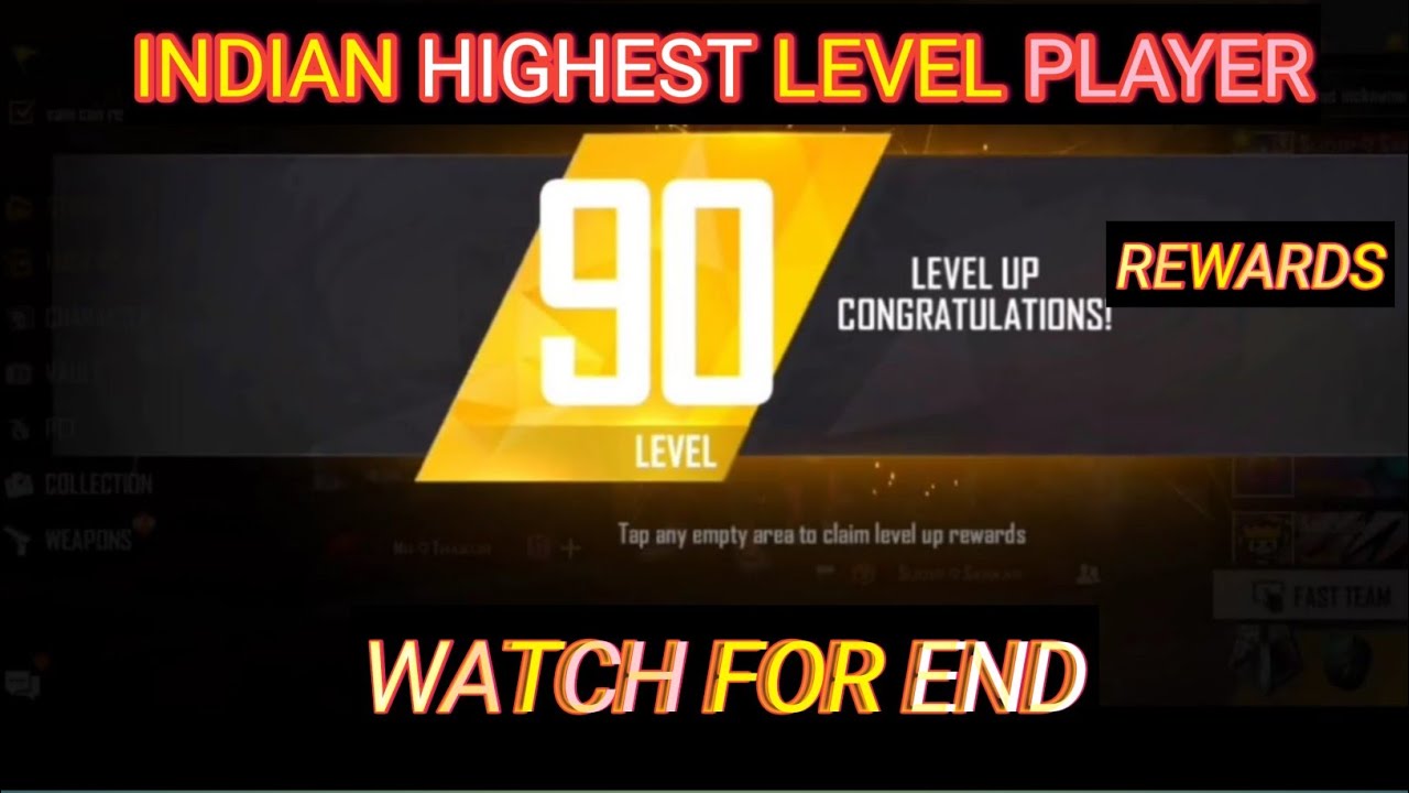 Indian Highest Level Player || 90 level reward free fire || Level Up 90 ...
