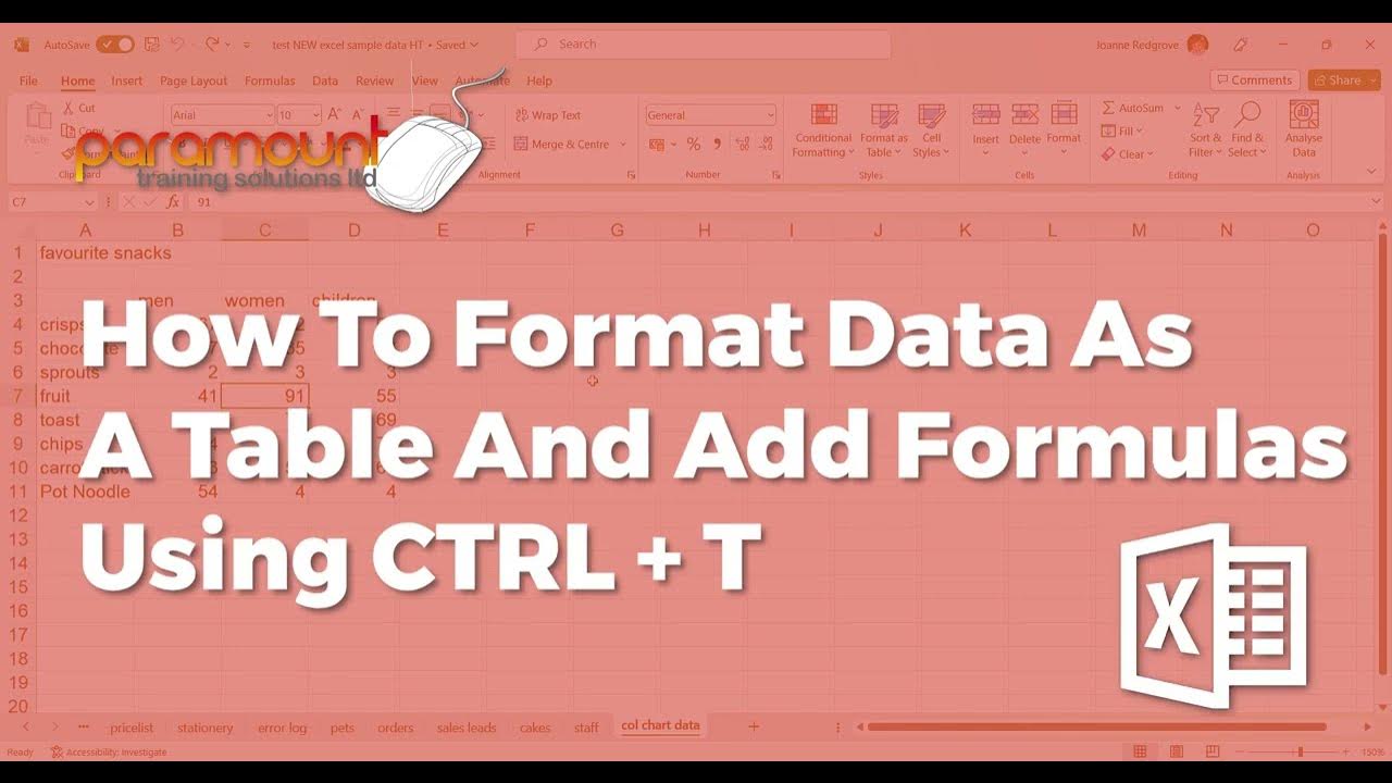 How To Format Data As A Table And Add Formulas Using CTRL+T In ... How To Format Data As A Table And Add Formulas Using CTRL+T In ...