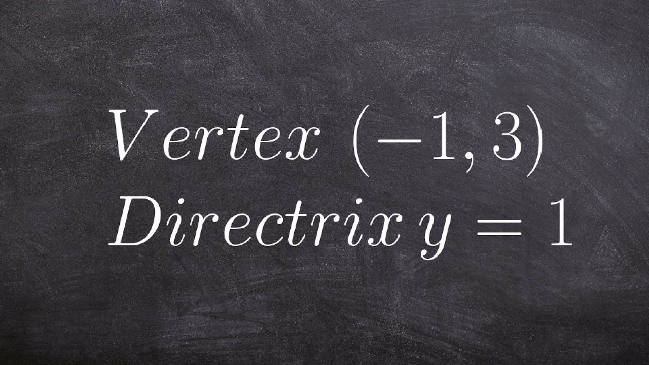Write The Equation Of A Parabola Given Vertex And Directrix YouTube