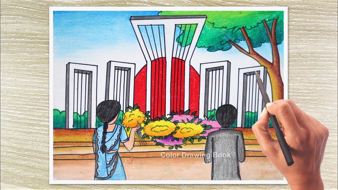 International Mother Language Day Drawing | 21 February Scenery Step by ...
