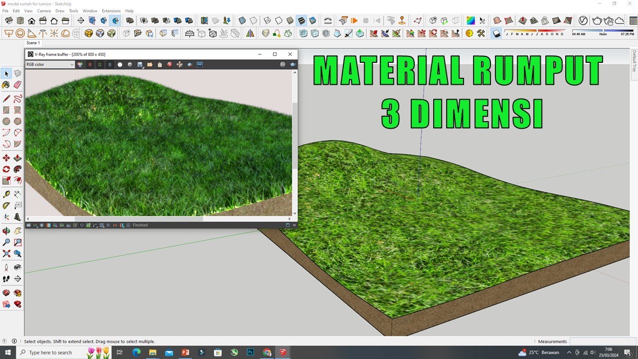 Buat Effect Material Rumput 3 Dimensi di Vray Sketchup Mudah dan Cepat ...