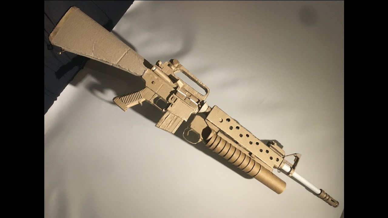 {MAG FIXED} CARDBOARD M16 WITH M203 GRENADE LAUNCHER - YouTube