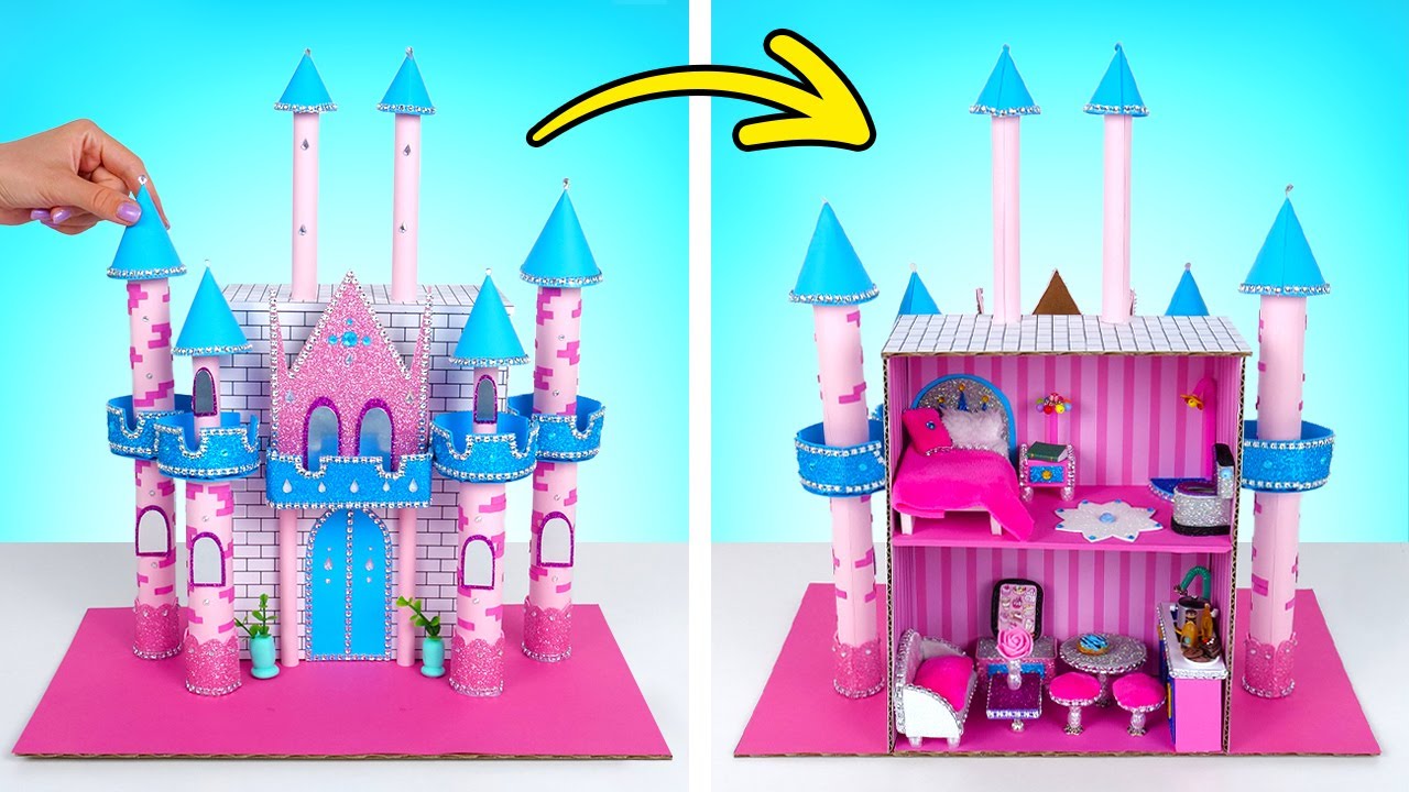 DIY Fantastic Castle From Cardboard For Doll - YouTube