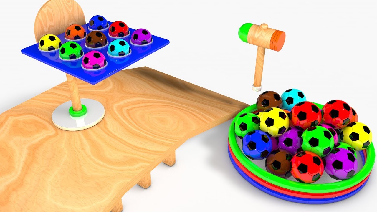 Learning Colors with Color Balls Wooden Seesaw Toy 3D Kids Learning ...