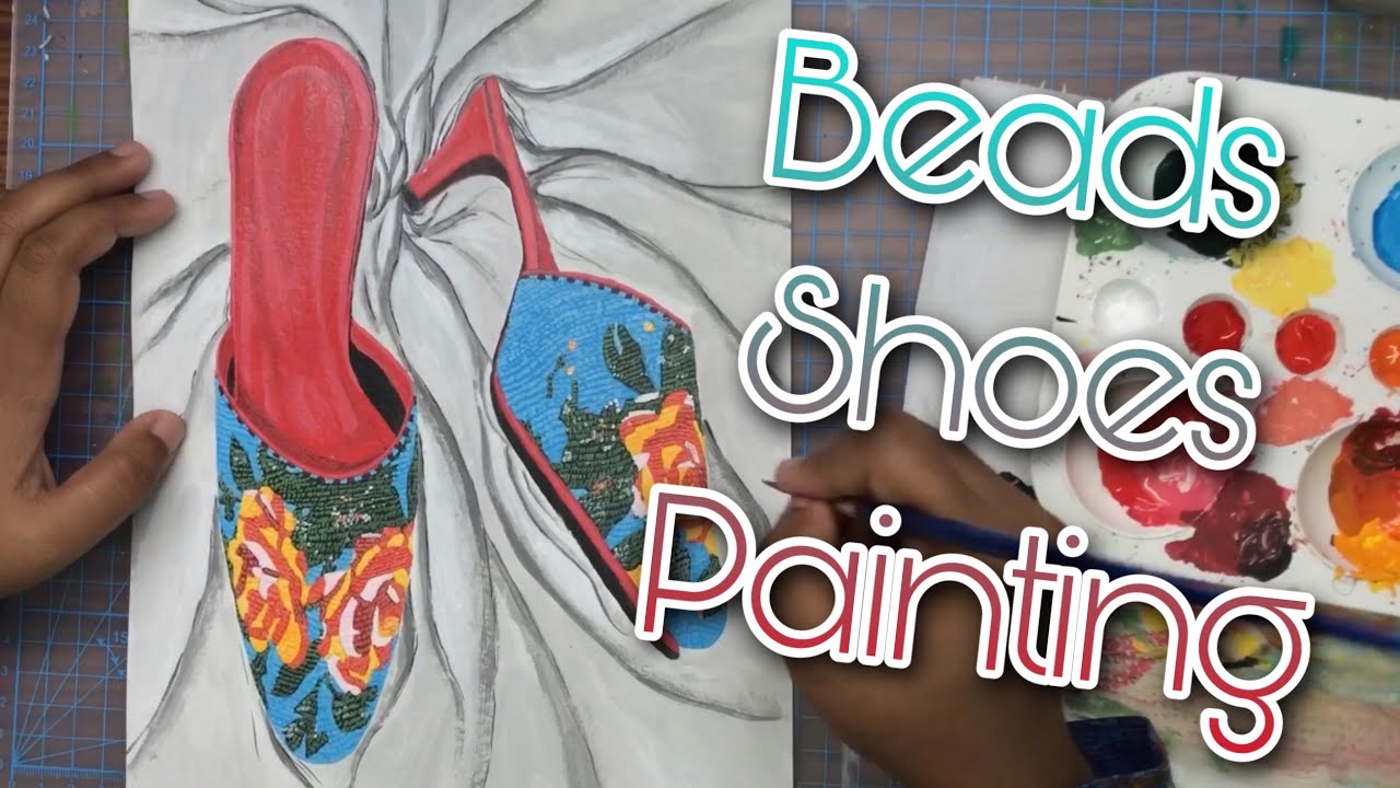 Beads Shoes Painting || Melukis kasut manik Baba Nyonya - YouTube