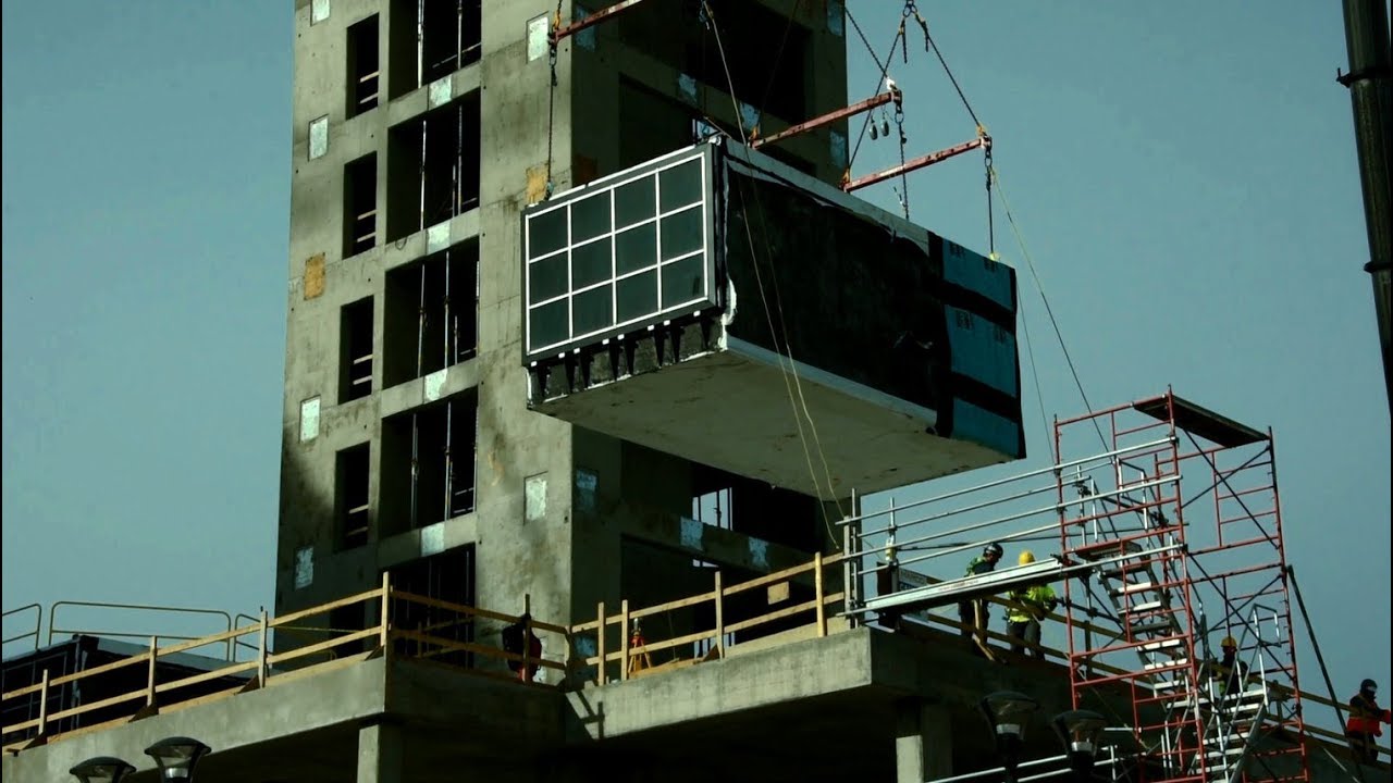 Modular construction at the ALT Hotel in Calgary's East Village - YouTube