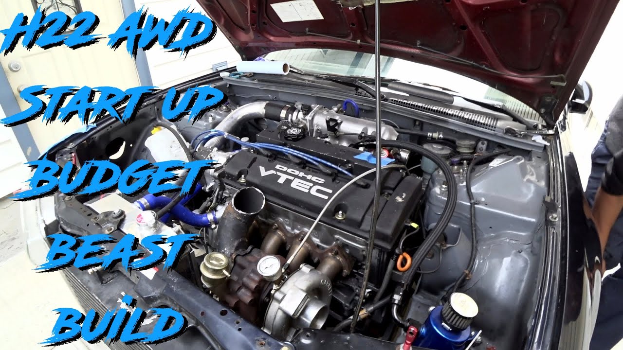 H22/ H2B Top mount turbo first start. CB7 Accord - YouTube