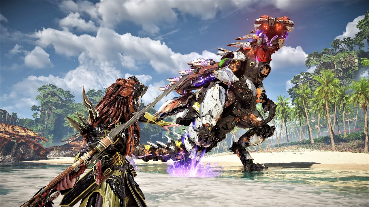 Horizon Forbidden West : Fighting The Slaughterspine PS5 - YouTube