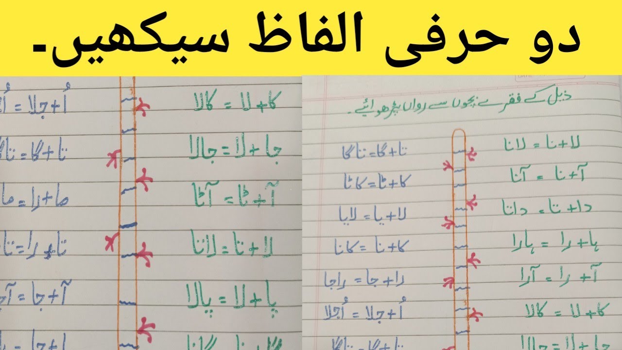 Learn Easy Urdu Two Letter Words | دو حرفی الفاظ بچوں کے لیے آسان طریقے ...