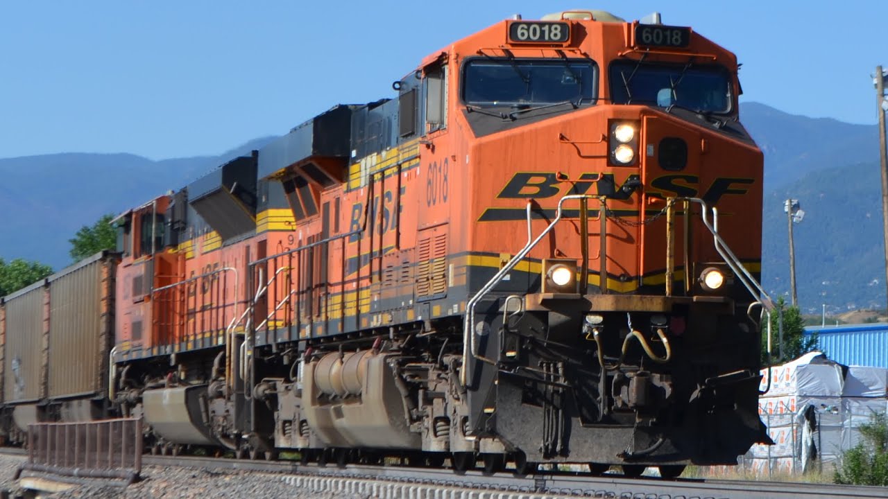 7/28/24 BNSF ES44AC 6018 & with BNSF SD70ACE 9257 on NB Coal with DPu trailer BNSF SD70ACE 8421 ...