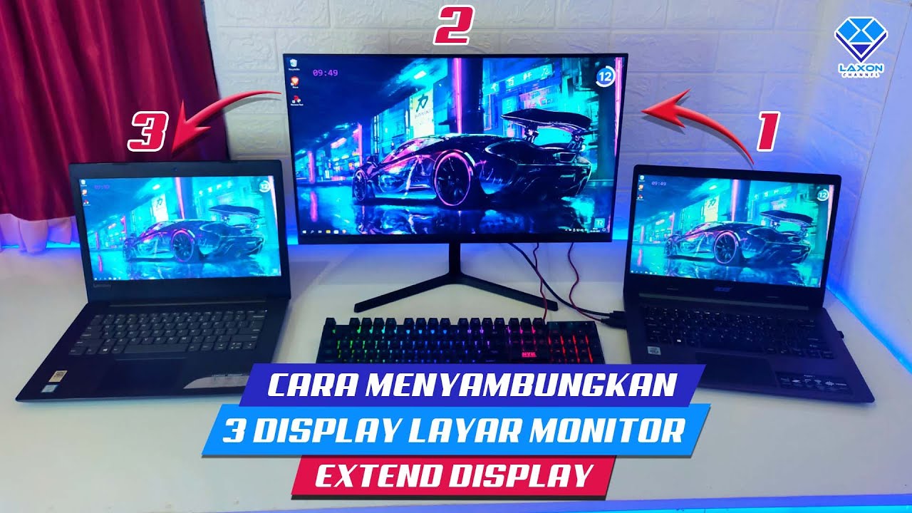 Cara menyambungkan 3 display monitor, dan Extend Display - YouTube