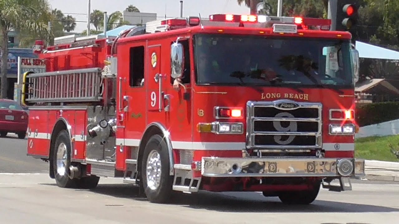 *AIR HORN* Long Beach Fire Dept. Engine 9 Responding 8/14/2025 - YouTube