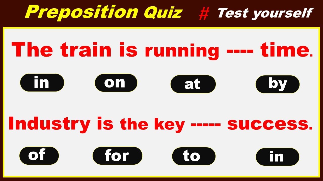 Preposition Quiz ।। Preposition Test - YouTube