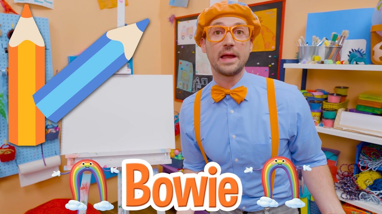 Blippi Learns How To Draw Bowie The Rainbow! - EASY ART FOR KIDS ...